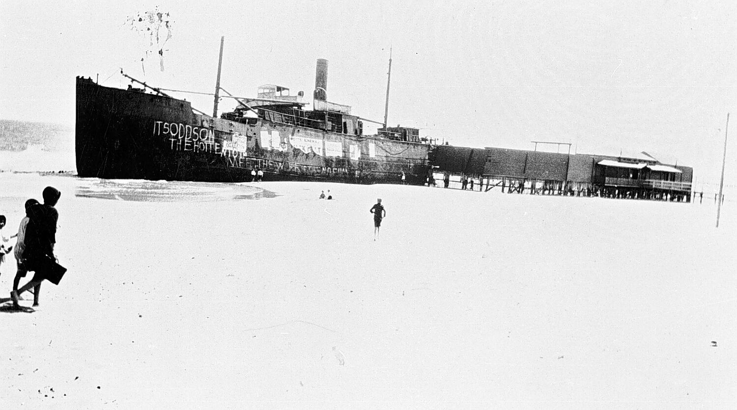 Negative - Ship 'Malaita' Aground on the Beach, Port Melbourne ...