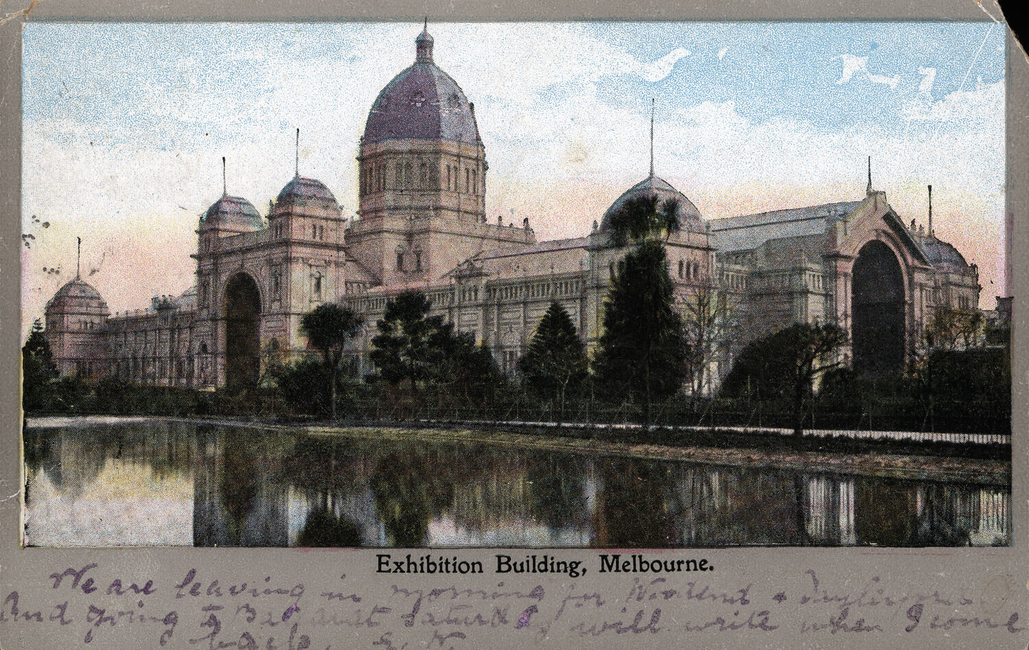 Postcard - Southern Facade, Exhibition Building, Melbourne, 1900-1905