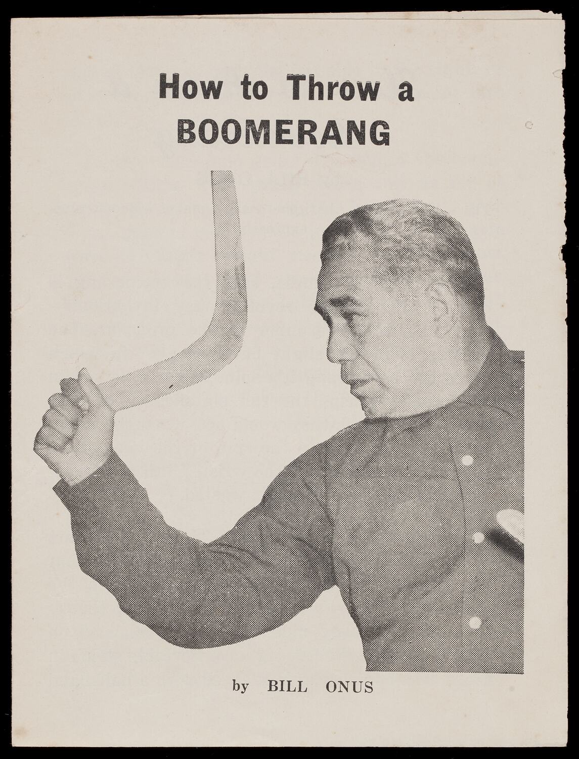 Leaflet - Bill Onus, 'How to Throw a Boomerang', 1950s