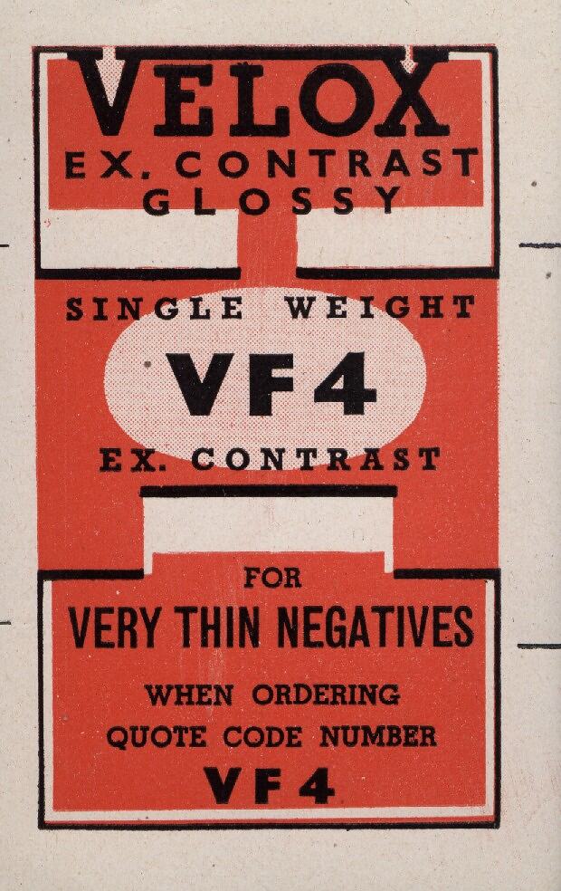 Label - Photographic Paper, Kodak Australasia Pty Ltd, 'Velox Ex ...