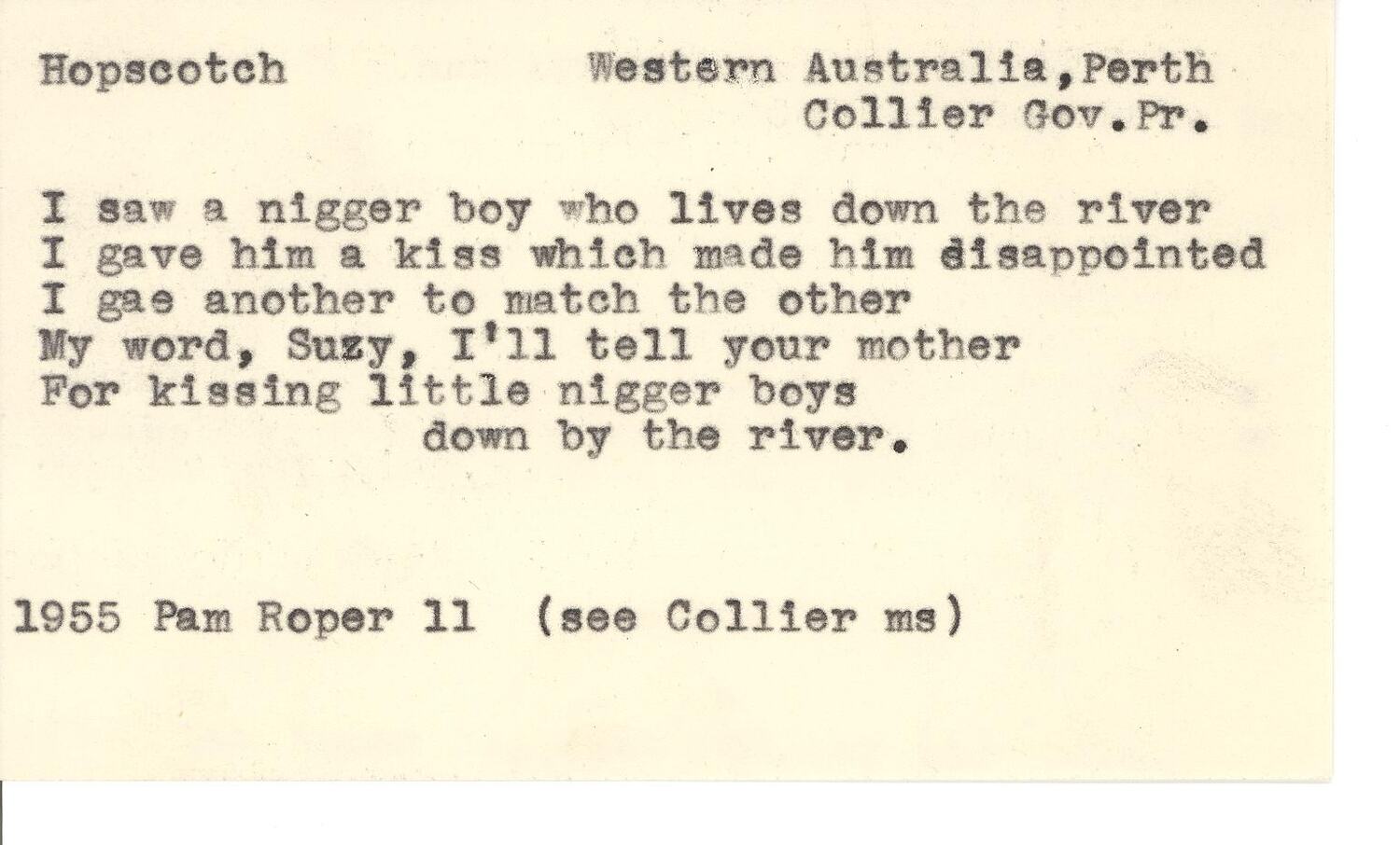 Document - Pam Roper, to Dorothy Howard, Description of a Hopscotch ...