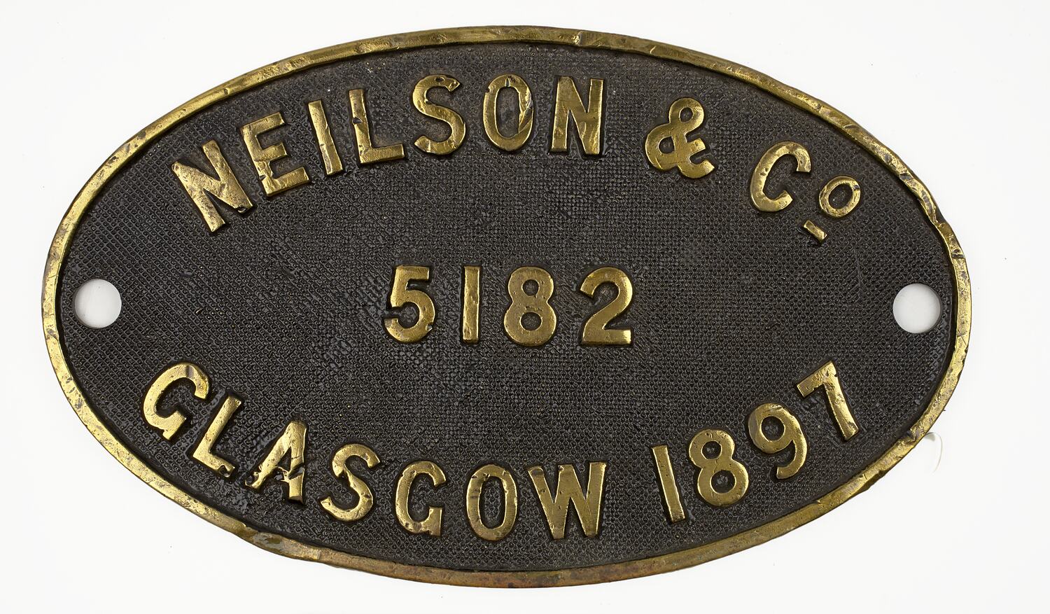 Locomotive Builders Plate - Neilson & Co., Glasgow, Scotland, 1897