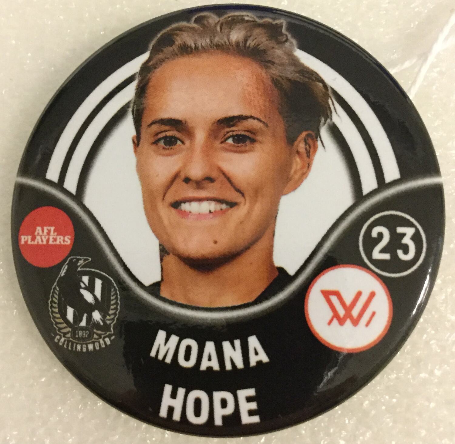 Badge - Moana Hope, Collingwood Football Club, AFL Women's (AFLW ...