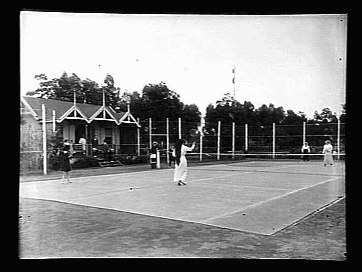Glass Negative - Game of Tennis on Court, Sunshine, Victoria, circa 1900s