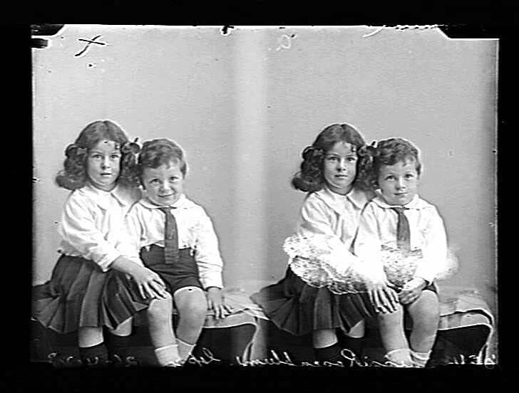 Glass Negative - Portrait of Missie Rosenblum and Boy, Australia, 2 Sep ...
