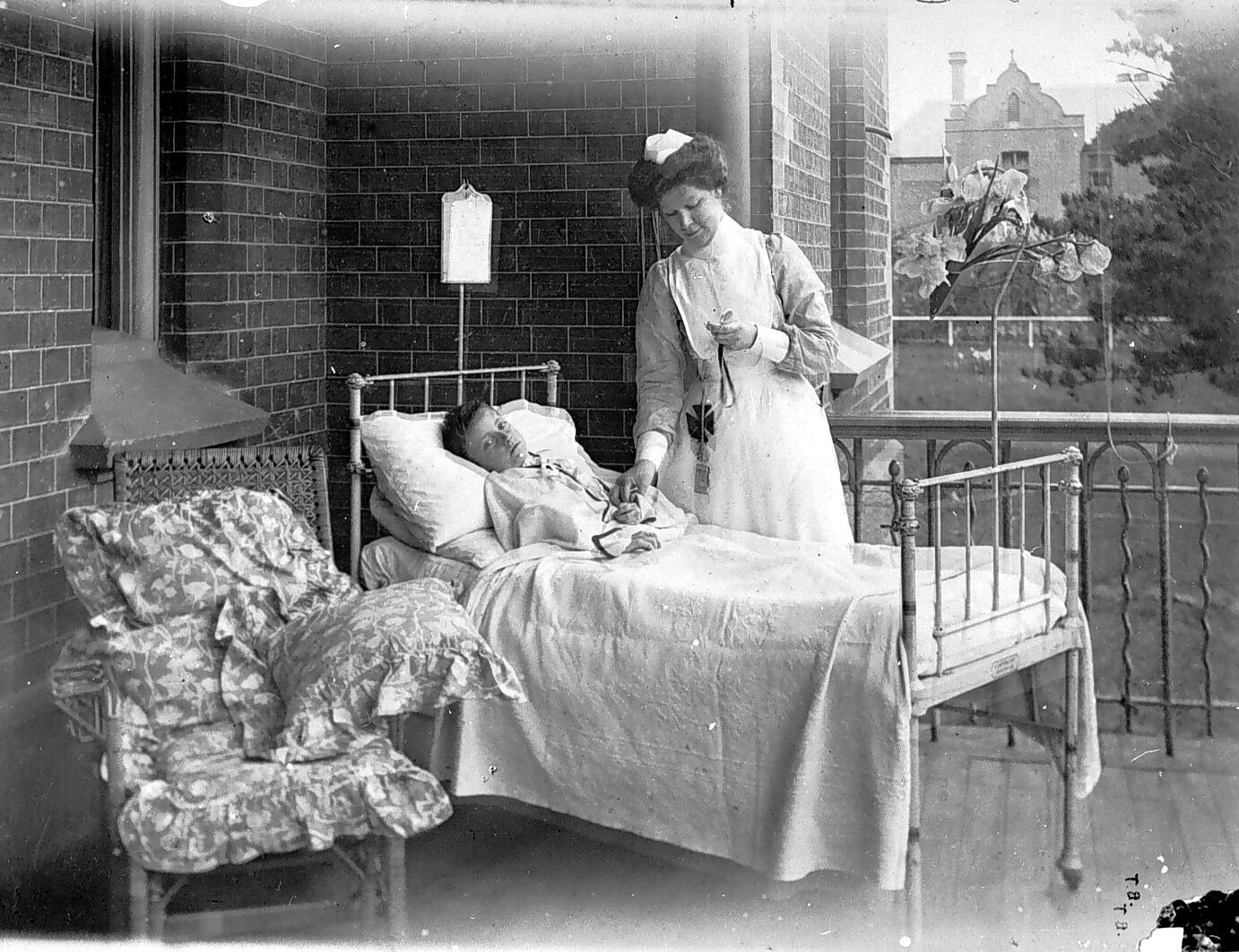 Negative - Nurse Helen (Nellie) Beckett with Boy Patient, Alfred ...