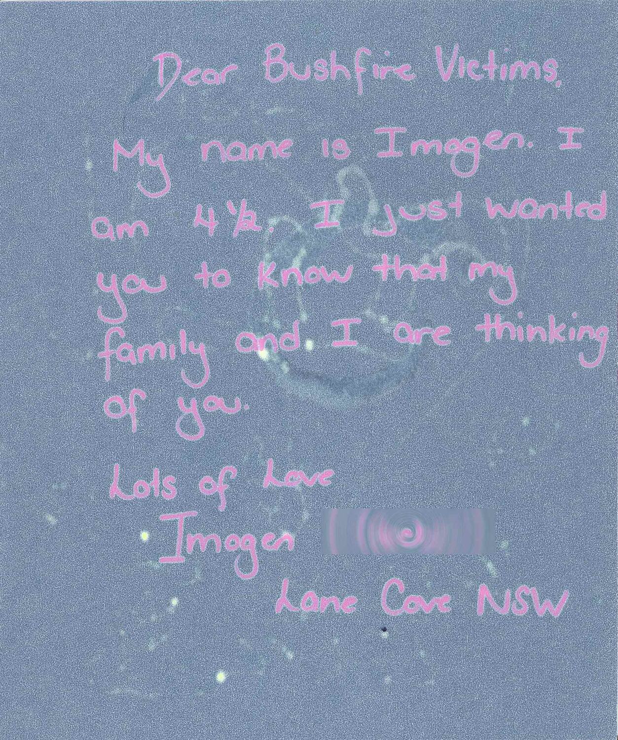 Letter - Imogen to The Alfred hospital Burns Unit, Lane Cove NSW, Feb 2009