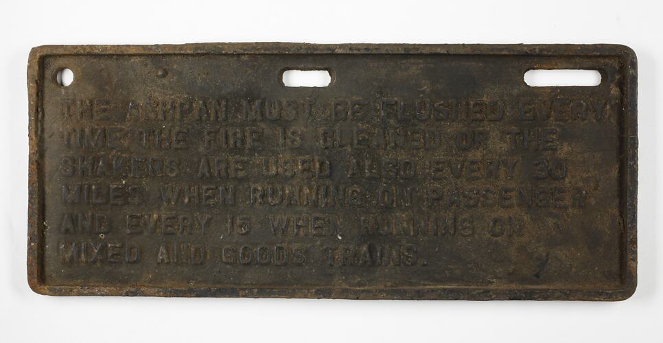Instruction Plate - Ashpan Flushing