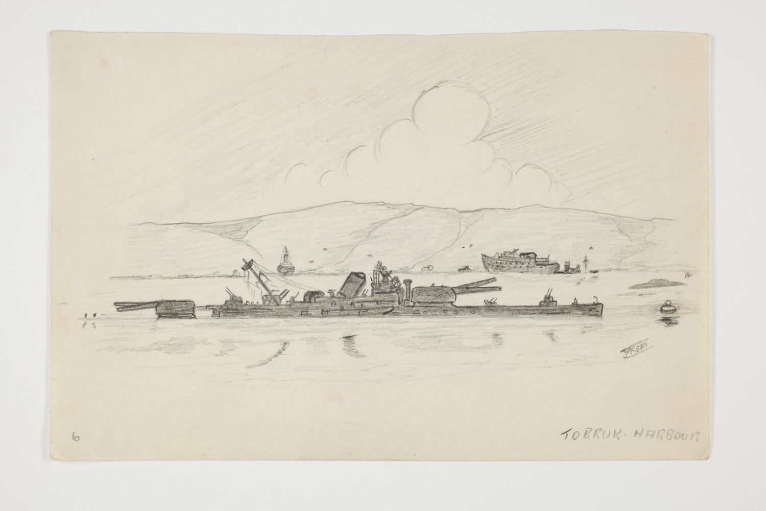 Drawing - World War II Scenes, 'Tobruk Harbour', J.S. McKean, circa 1945