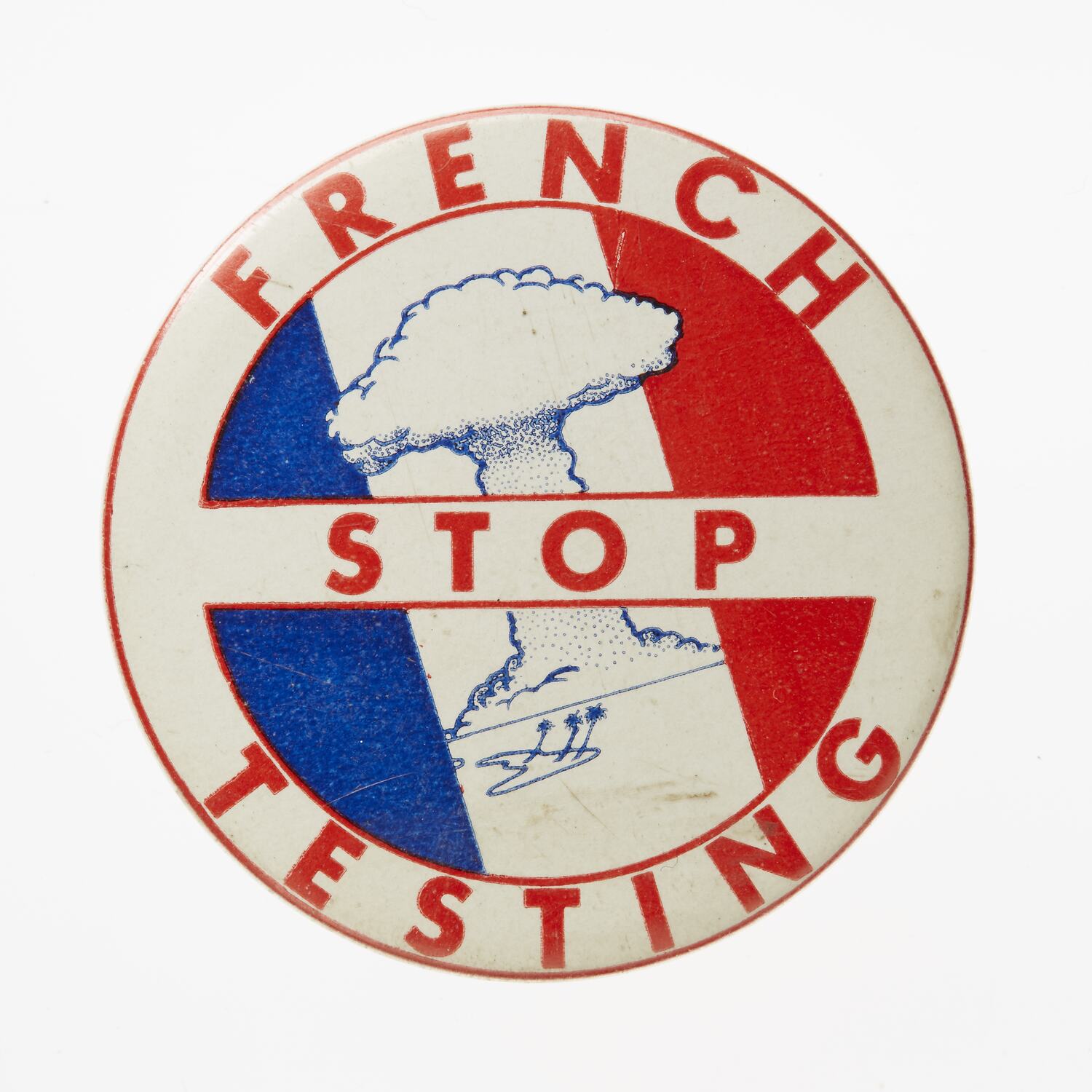 Badge - Stop French Testing, circa 1983