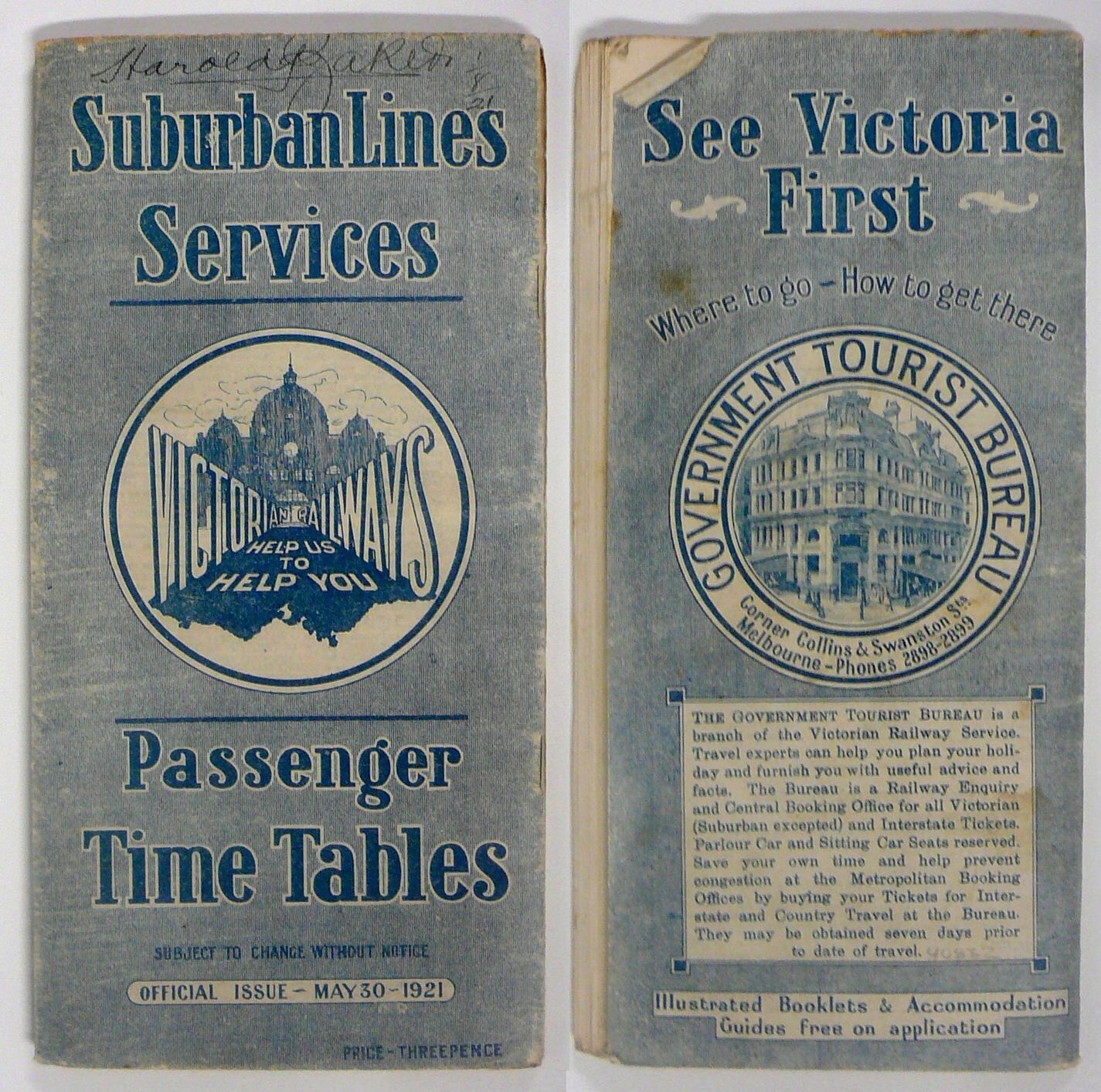 Timetable - Victorian Railways, Passenger, Suburban Lines Services ...