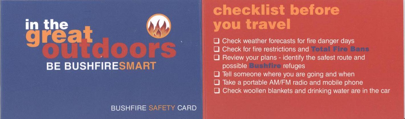 Card - 'In The Great Outdoors Be Bushfire Smart', Department of ...