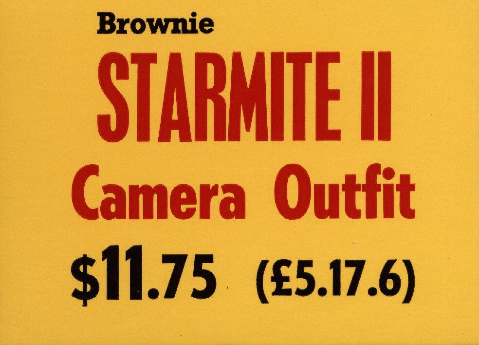 Price Ticket - Kodak Australasia Pty Ltd, 'Brownie Starmite II Camera ...