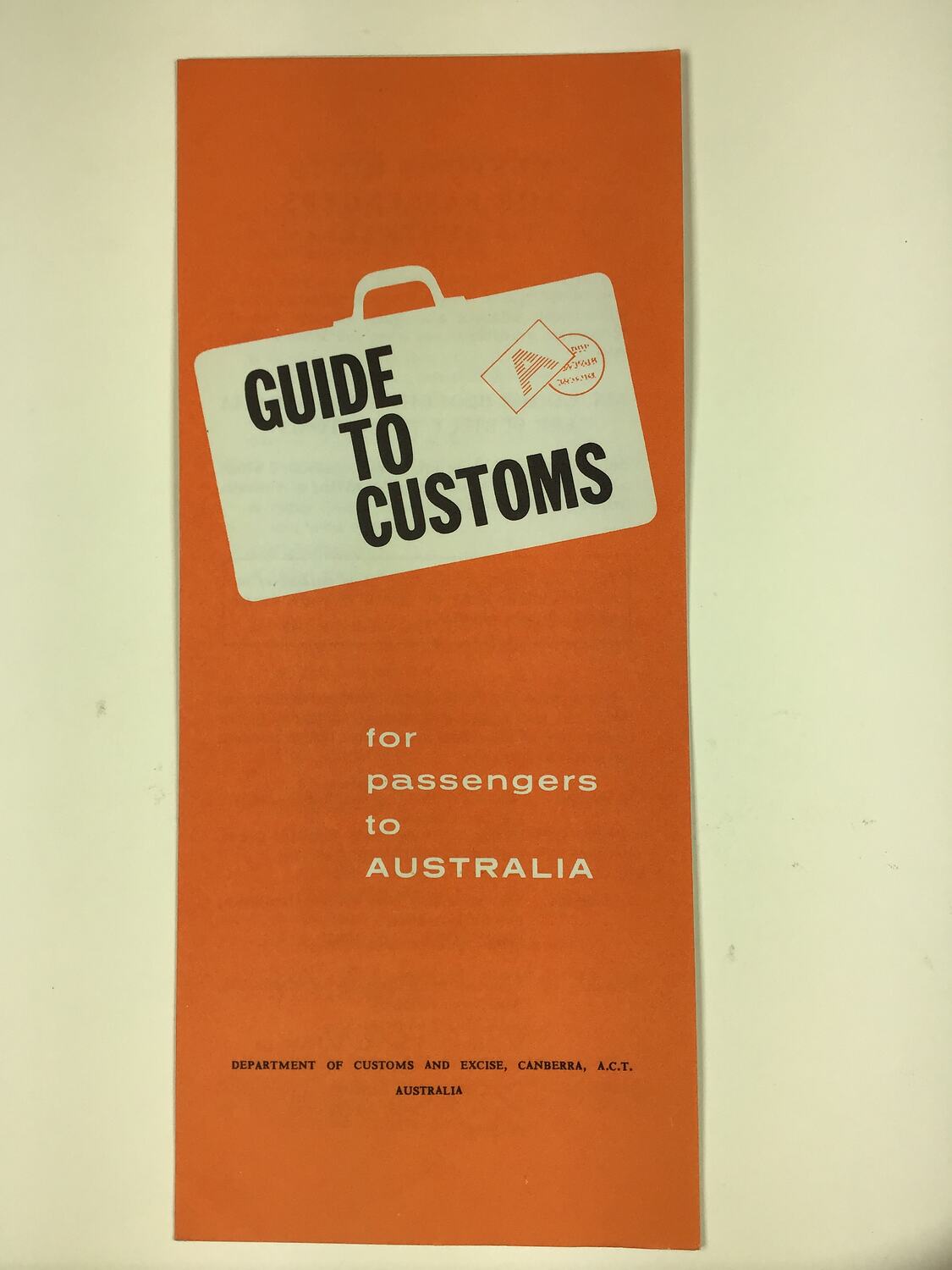 Booklet - Guide to Customs for Passengers to Australia, P & O, SS ...