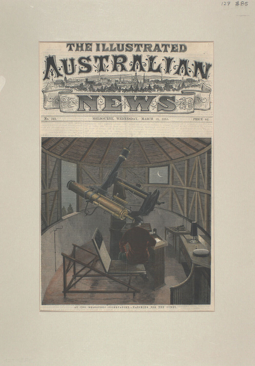 Mounted Print - At the Melbourne Observatory, Watching for the Comet, 1884