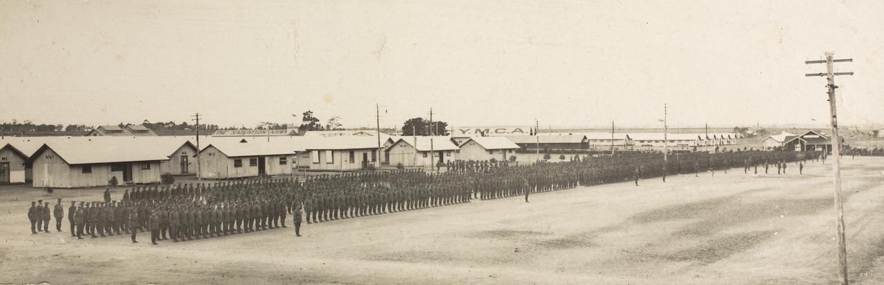 Digital Photograph - Line of Soldiers at Broadmeadows Military Camp ...