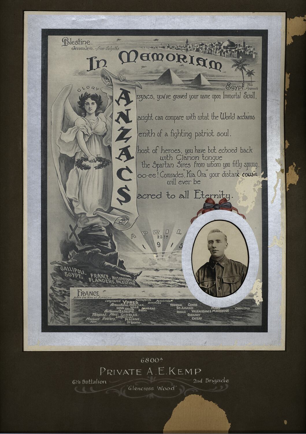Certificate - In Memoriam, Private Albert Edward Kemp, circa 1917