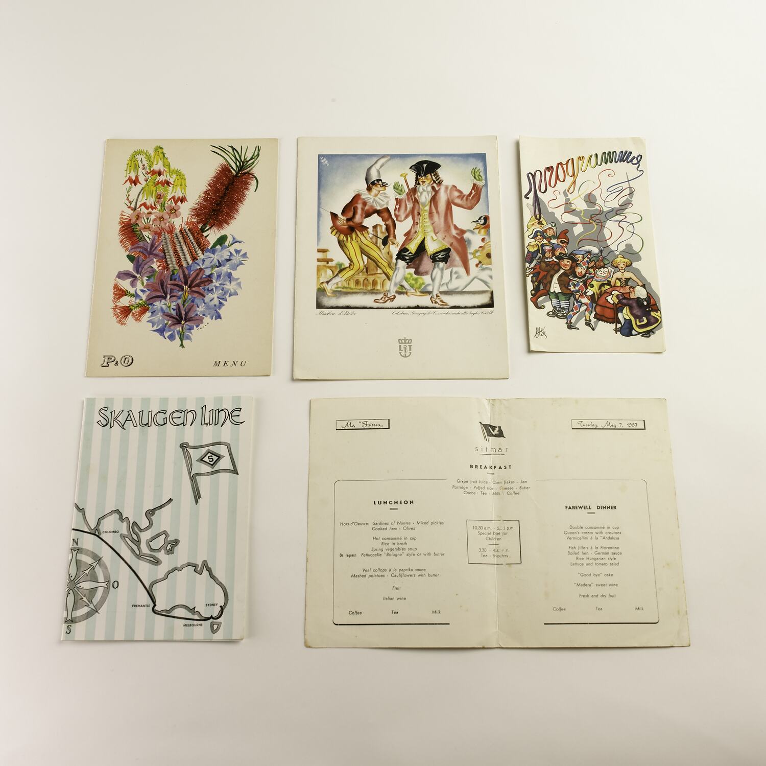 Menu - MV Fairsea, Sitmar Line, Breakfast, Lunch & Dinner, 3 May 1957