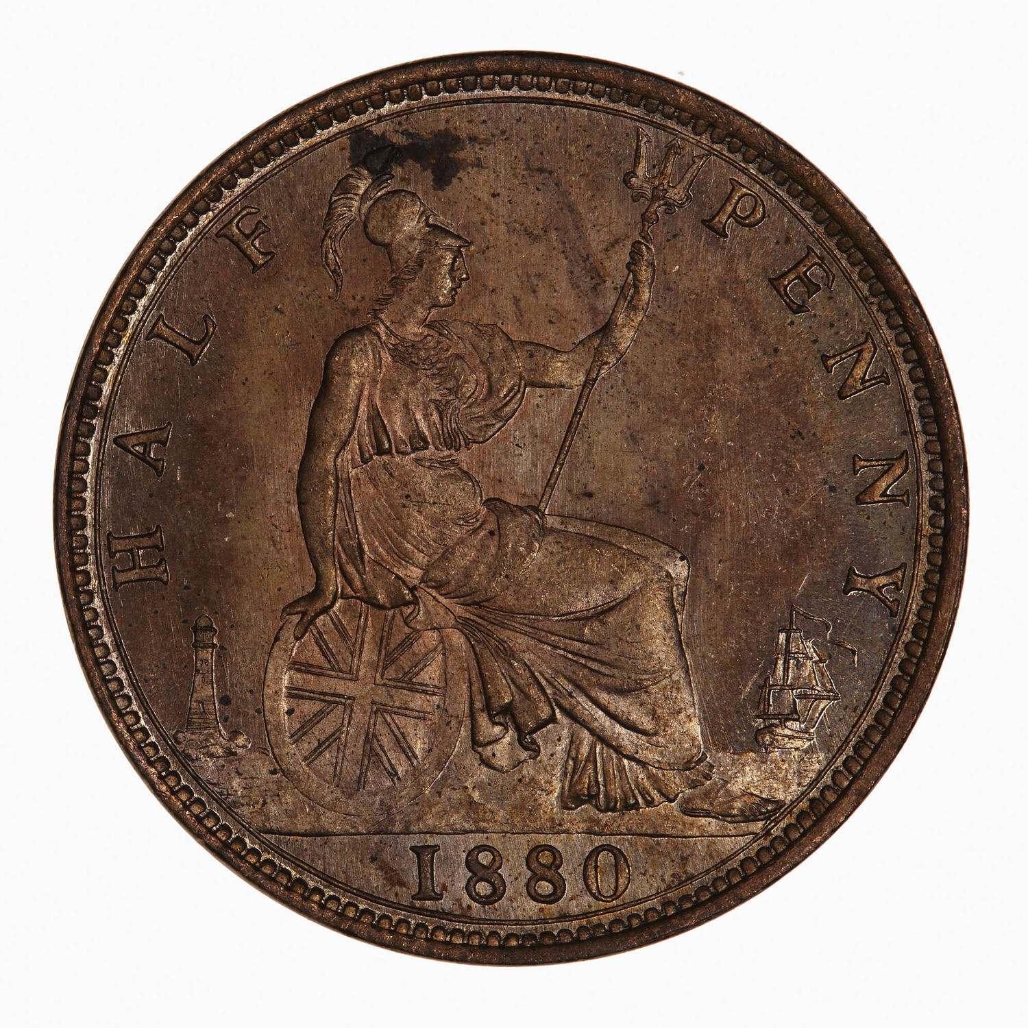 Coin - Halfpenny, Queen Victoria, Great Britain, 1880