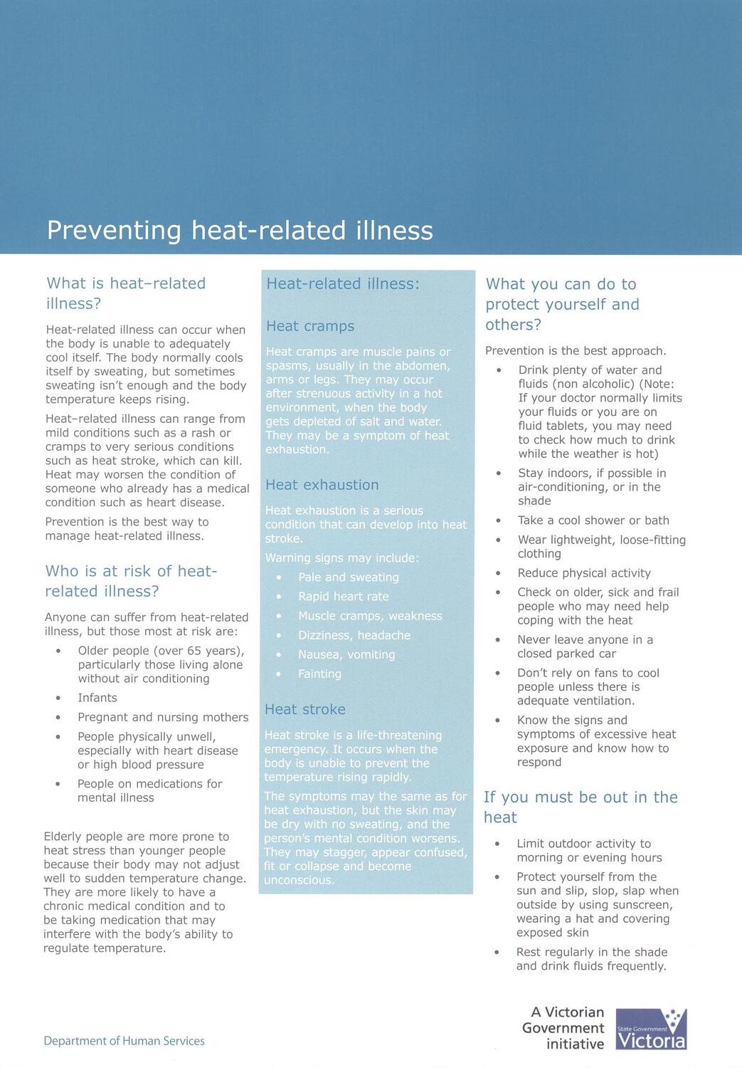 Information Sheet - 'Preventing Heat Related Illness', Department of ...