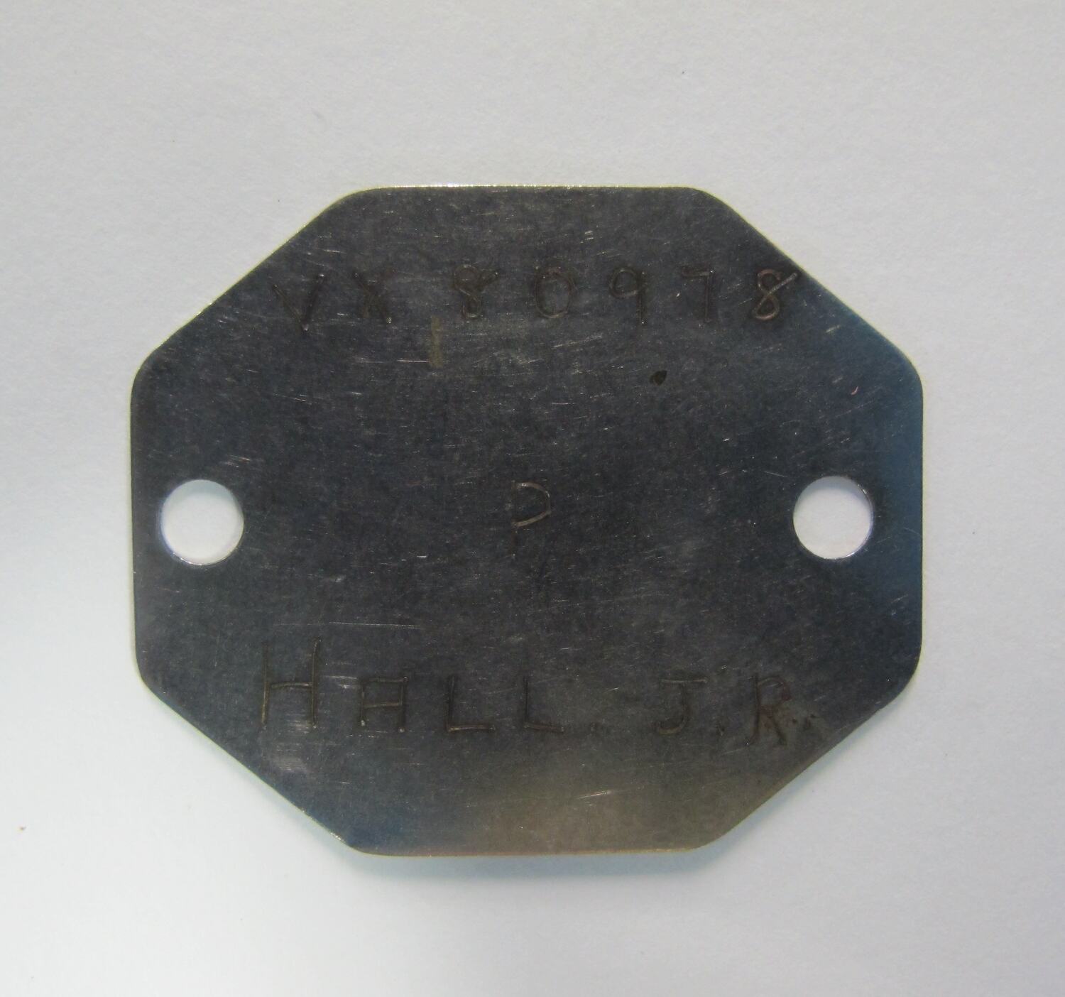 Identity Tag - Colonel J. Rex Hall, Metal, World War II, 1939-1945