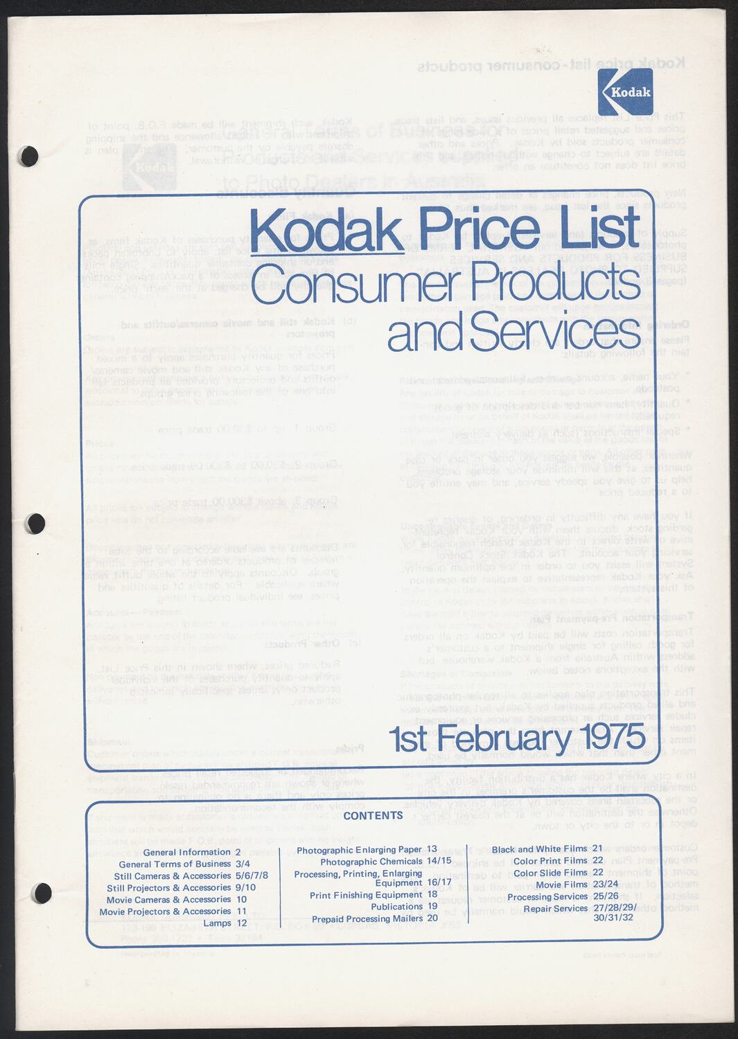 Price List - Kodak Australasia Pty Ltd, Consumer Products & Services ...