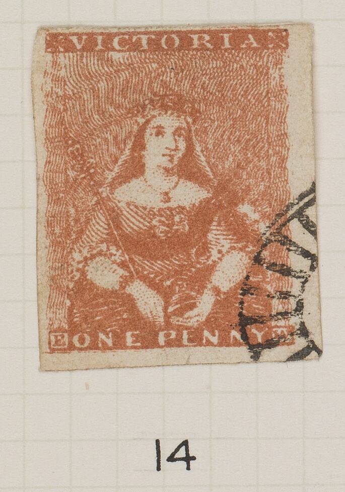 Stamp - 1 Penny, Victoria, Australia, Feb 1854