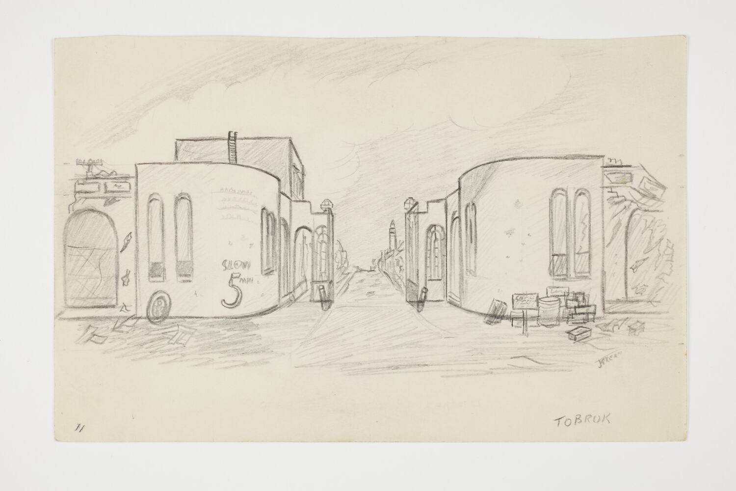 Drawing - World War II Scenes, 'Tobruk' Street View, J.S. McKean, circa ...