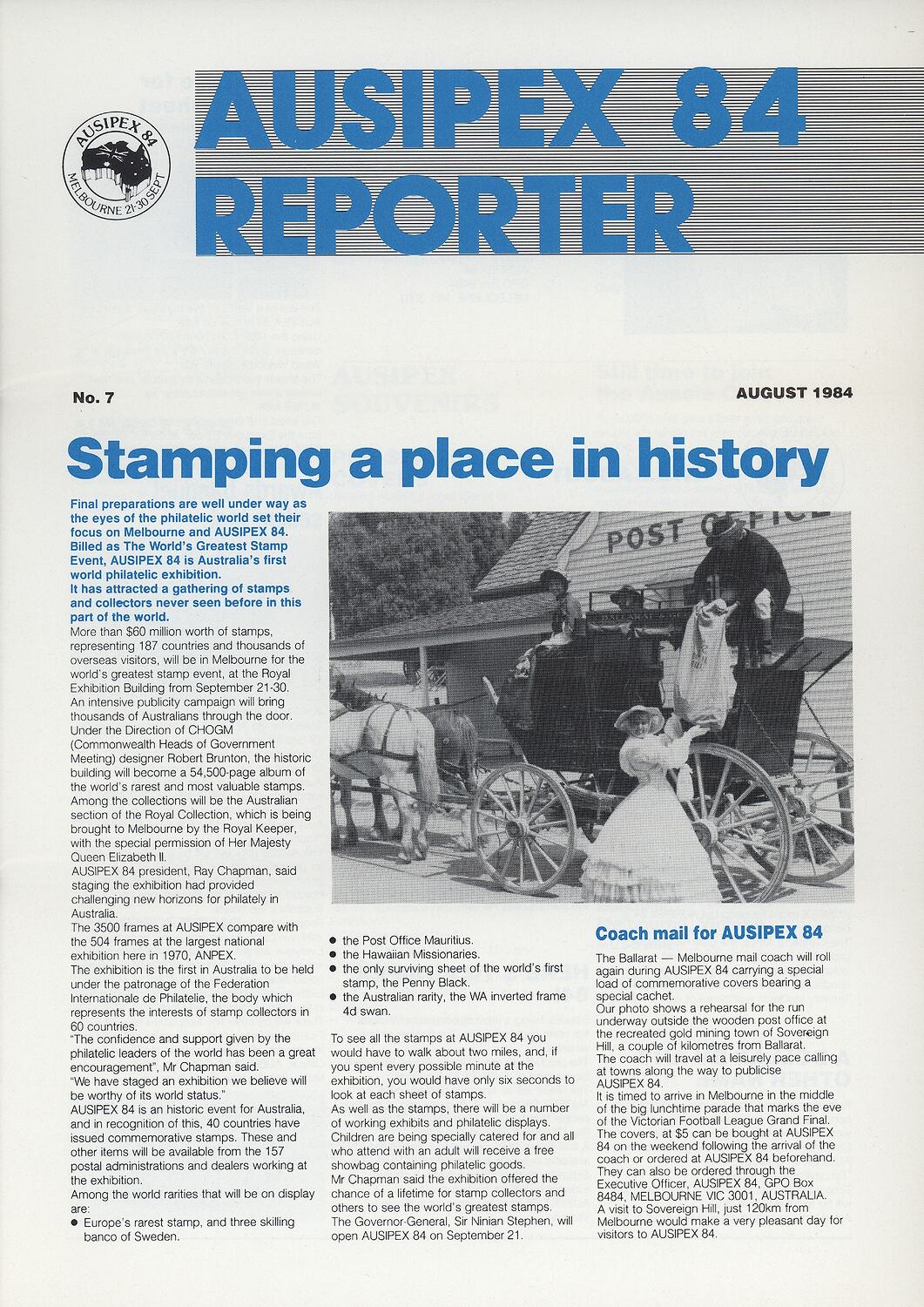 Newsletter - 'Ausipex 84 Reporter', No. 7, Aug 1984