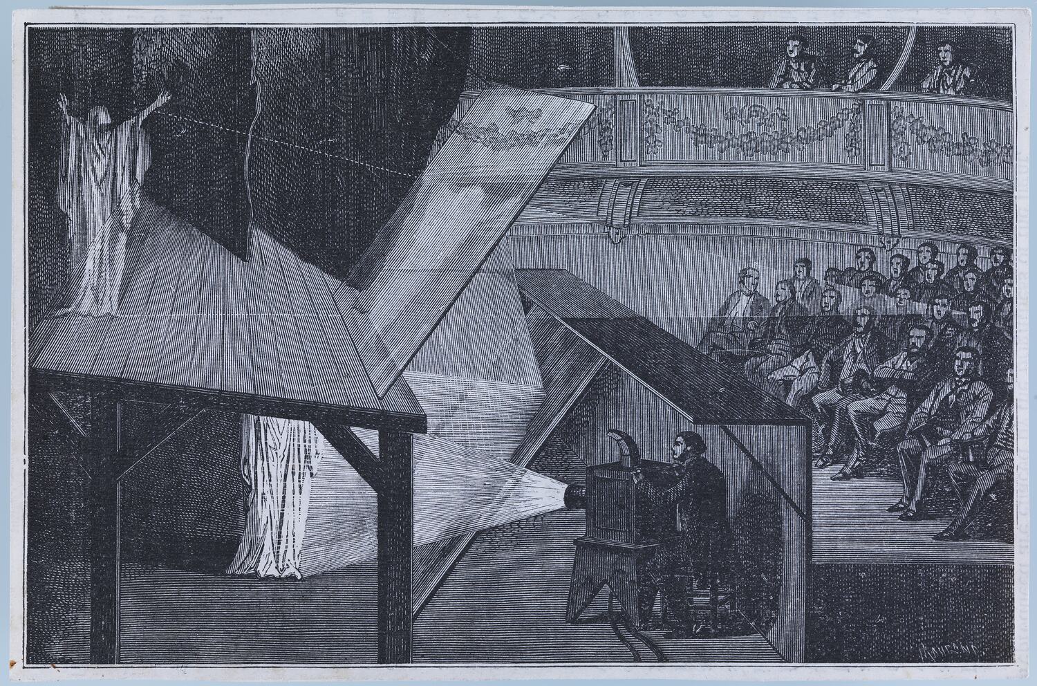 Print - Theatre Performance of Pepper's Ghost, Showing Audience ...