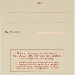 Departure Card - Rotterdam, The Netherlands To Melbourne, Australia ...