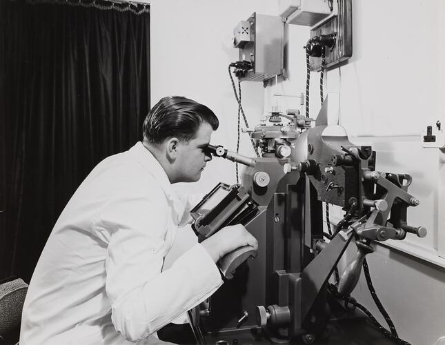 Photograph - Massey Ferguson, Man Using Vickers Projection Microscope ...