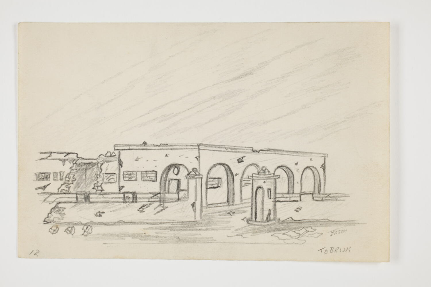 Drawing - World War II Scenes, 'Tobruk' Damaged Building, J.S. McKean ...