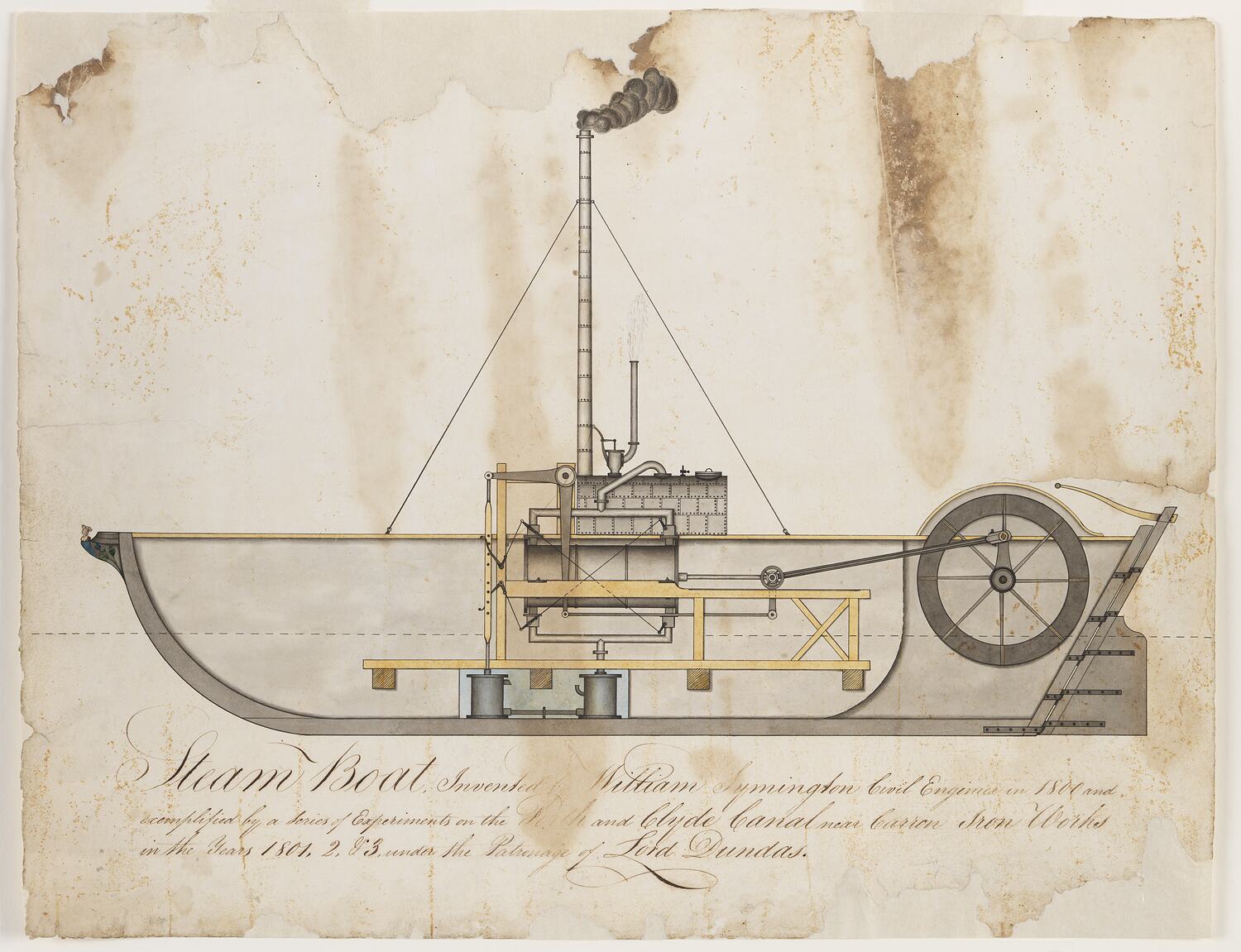 Engineering Drawing - William Symington, 'Charlotte Dundas', Steam Boat ...