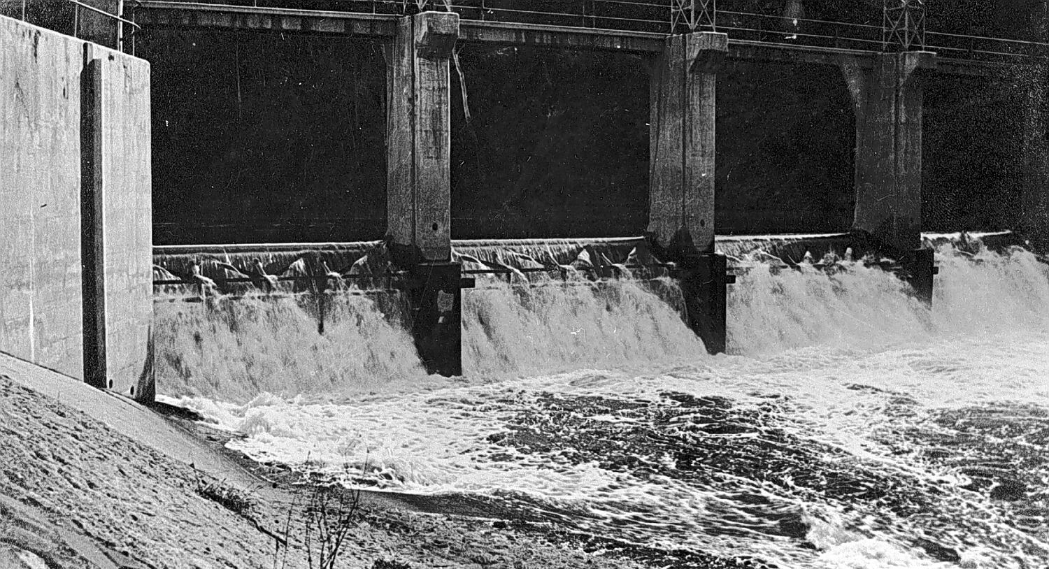 Negative - Water Flowing Through Weir Gates, Victoria, circa 1920