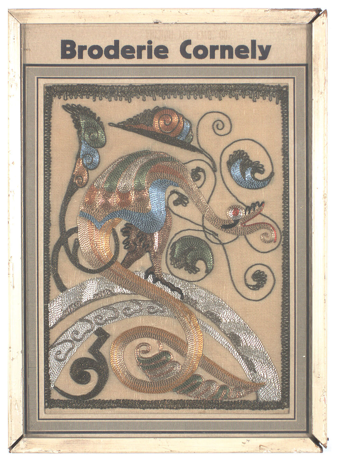 Embroidery Sample - Broderie Cornely, Bird, Framed