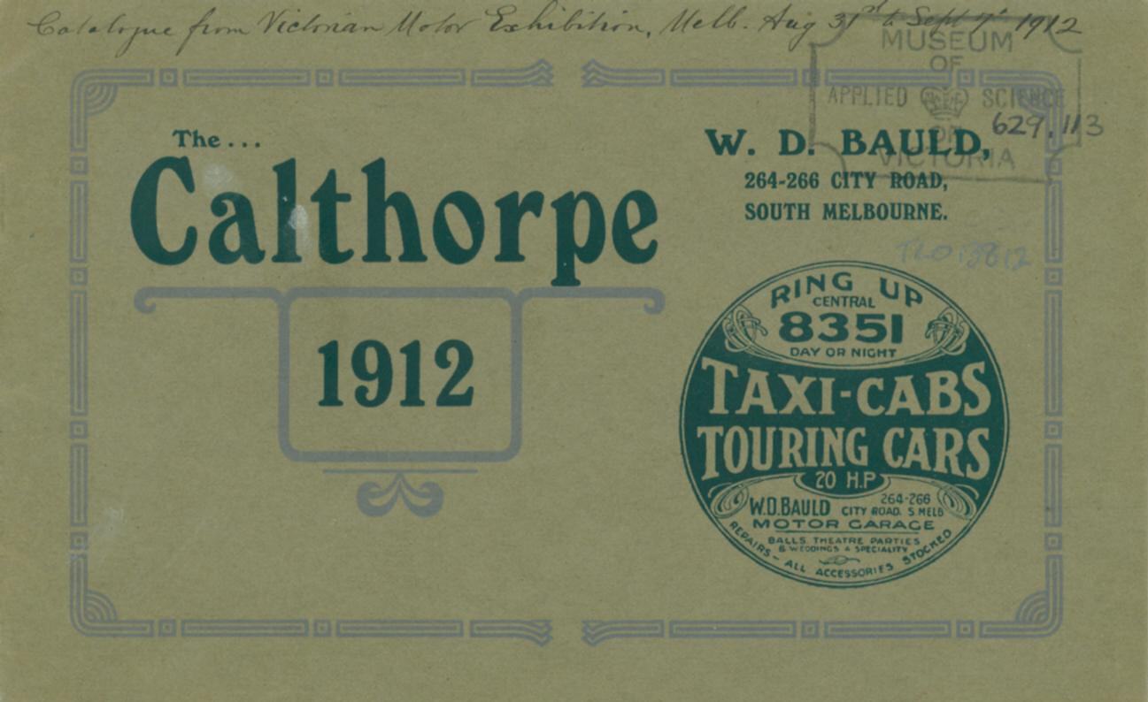 Descriptive Booklet - W.D. Bauld, Calthorpe Motor Cars, 1912