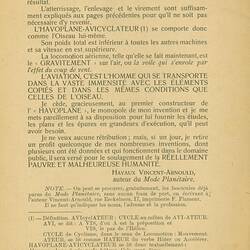 Technical Paper - Vincent Arnould, Havoplane-Avicyclateur, 1909