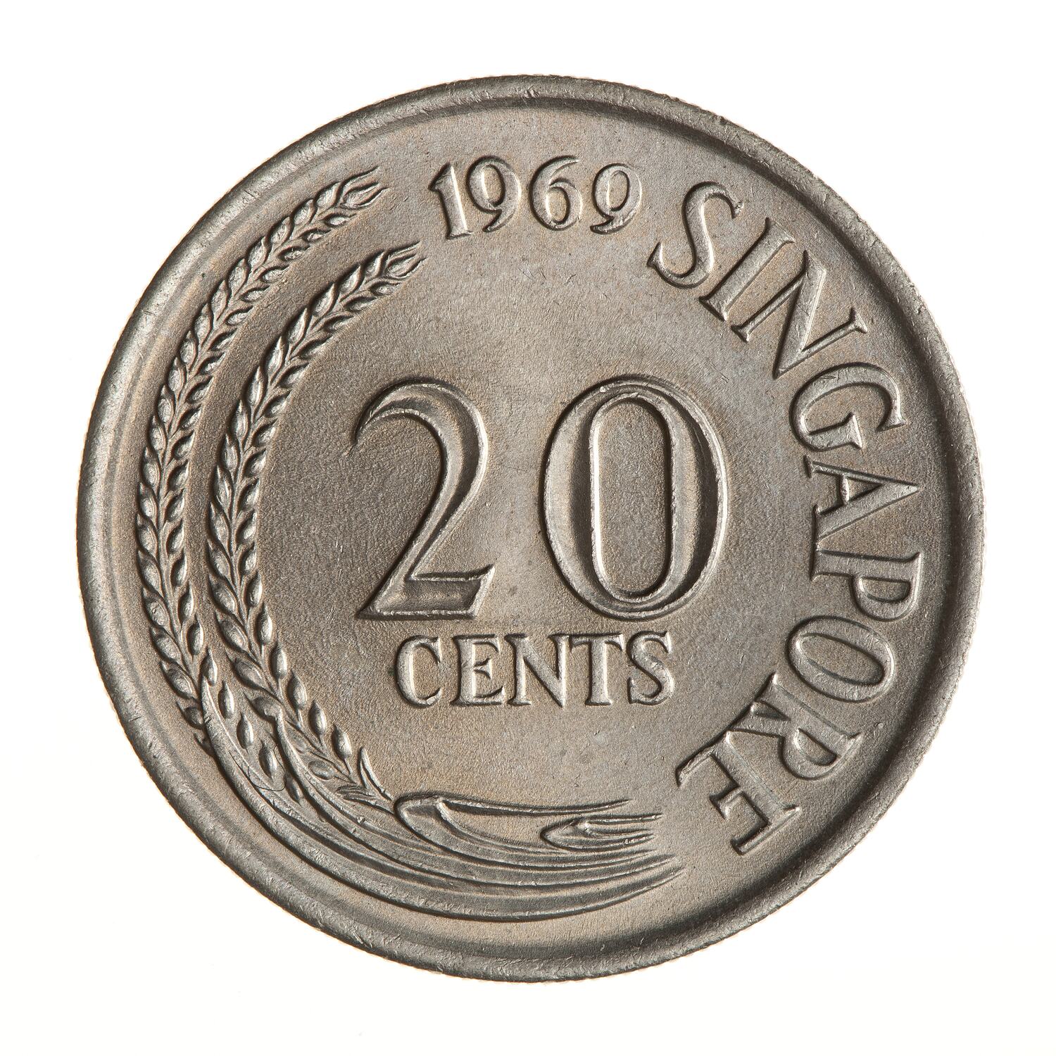 Coin 20 Cents Singapore 1969
