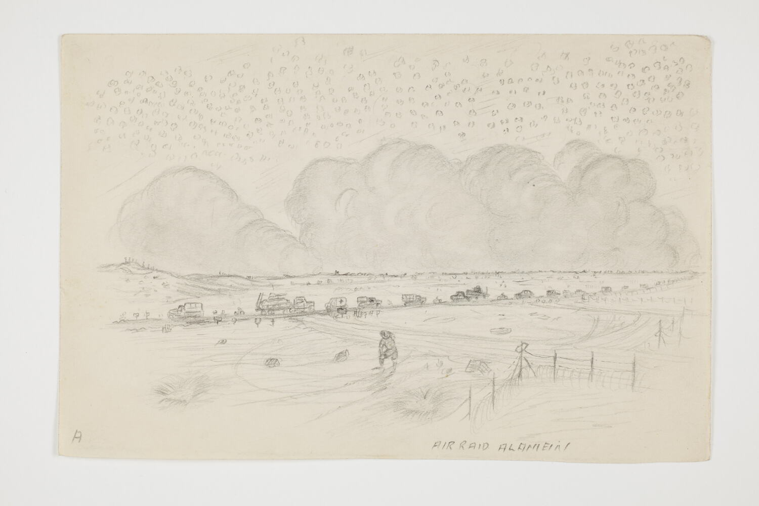 Drawing - World War II Scenes, 'Air Raid Alamein', J.S. McKean, El ...