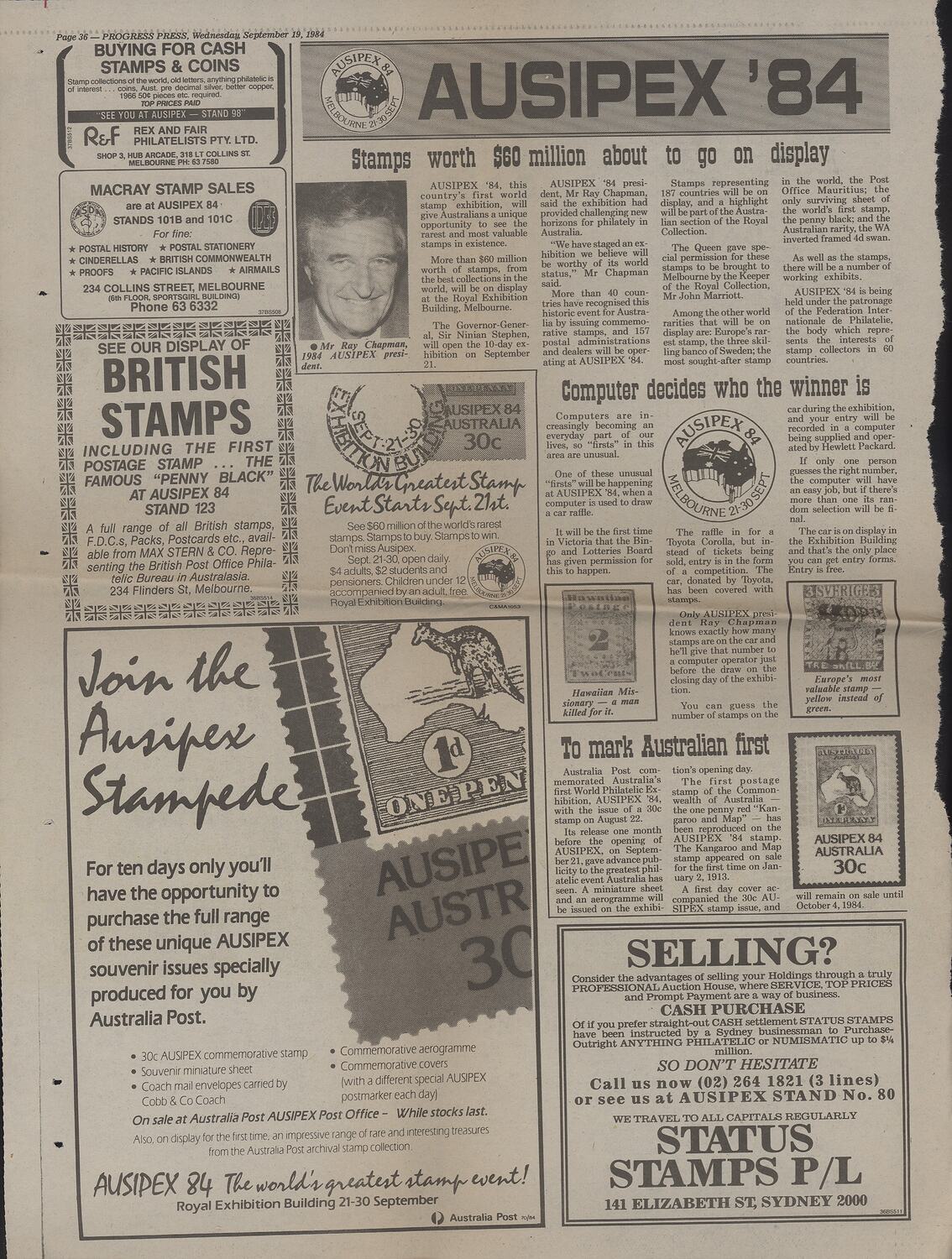 Newspaper Cutting - Progress Press, 19 Sep 1984