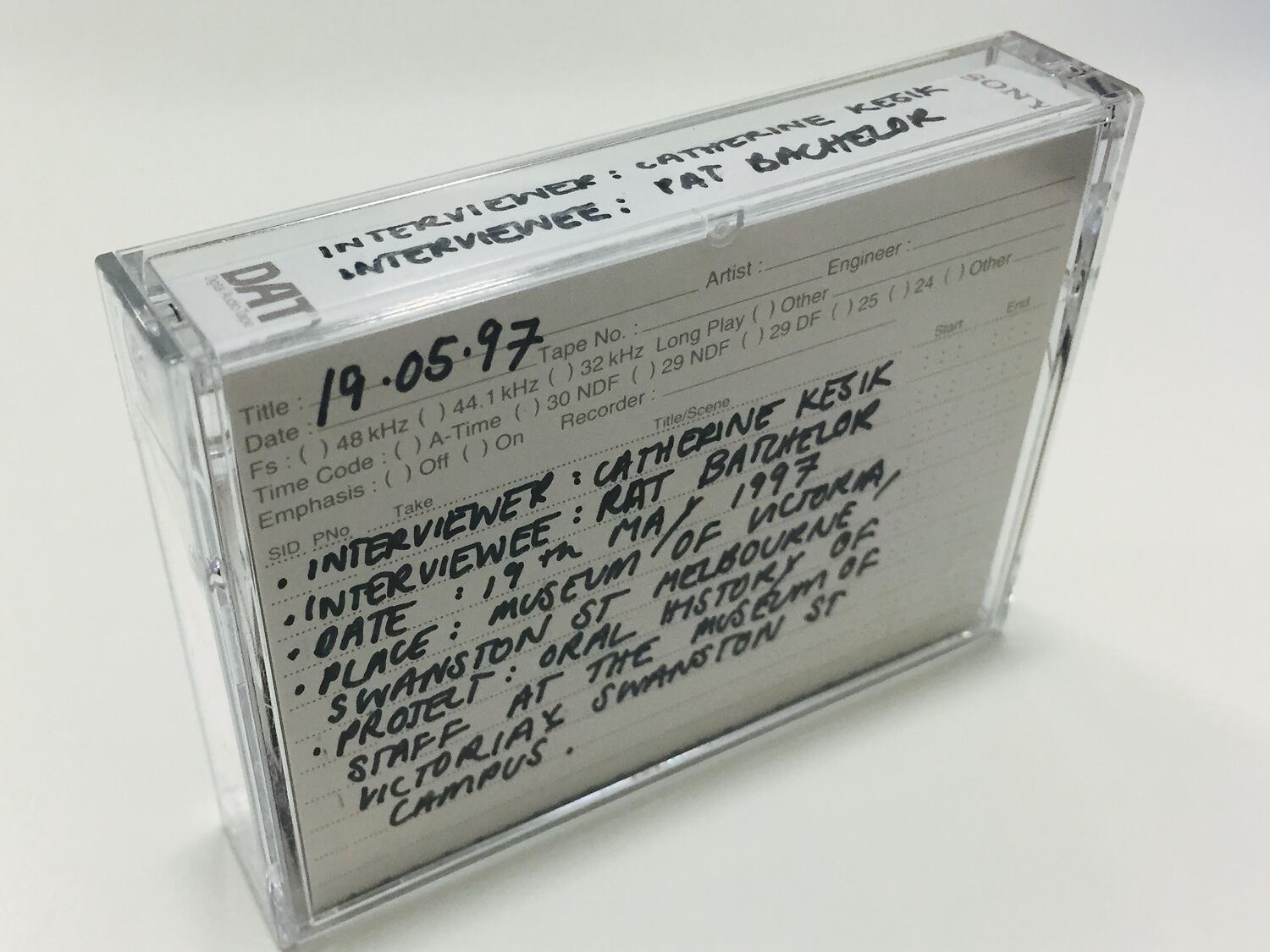 Interview - Pat Batchelor, Museum of Victoria, DAT Recording, Melbourne ...
