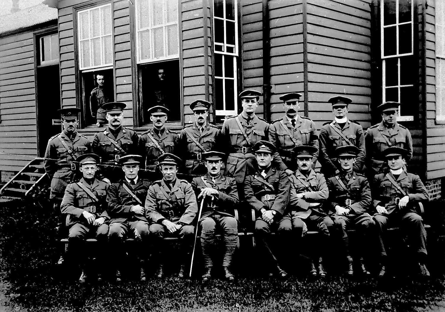 Negative - Military Officers Outside Mont Park Hospital, Victoria, 1919