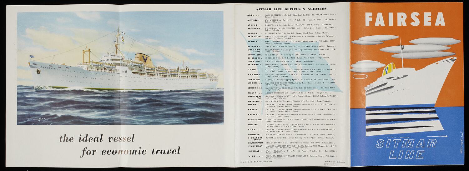 Leaflet - MV Fairsea, Sitmar Line, circa 1950s