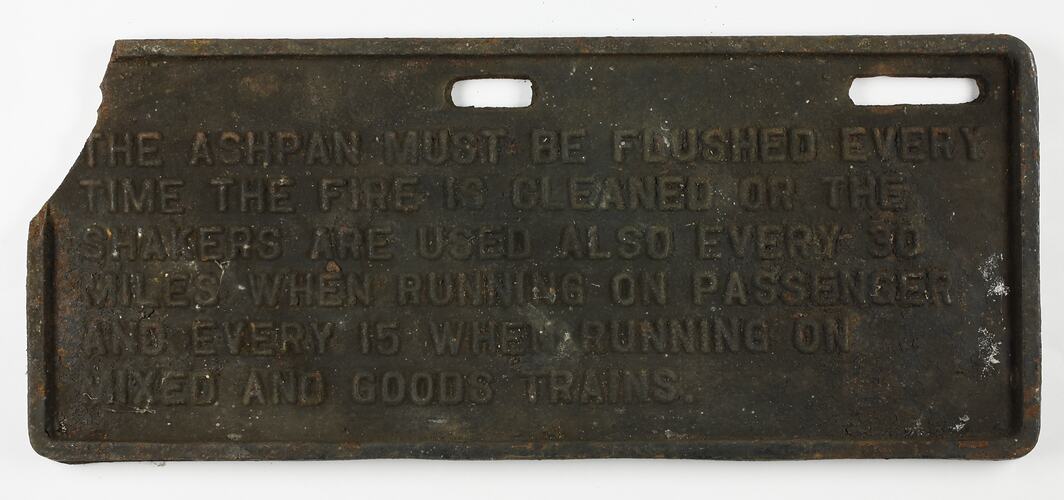 Instruction Plate - Ashpan Flushing