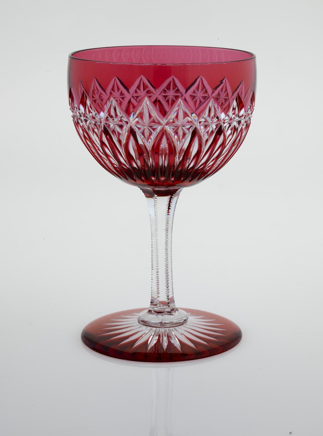 Wine Glass - Cut Ruby Glass, English, 1860-1890