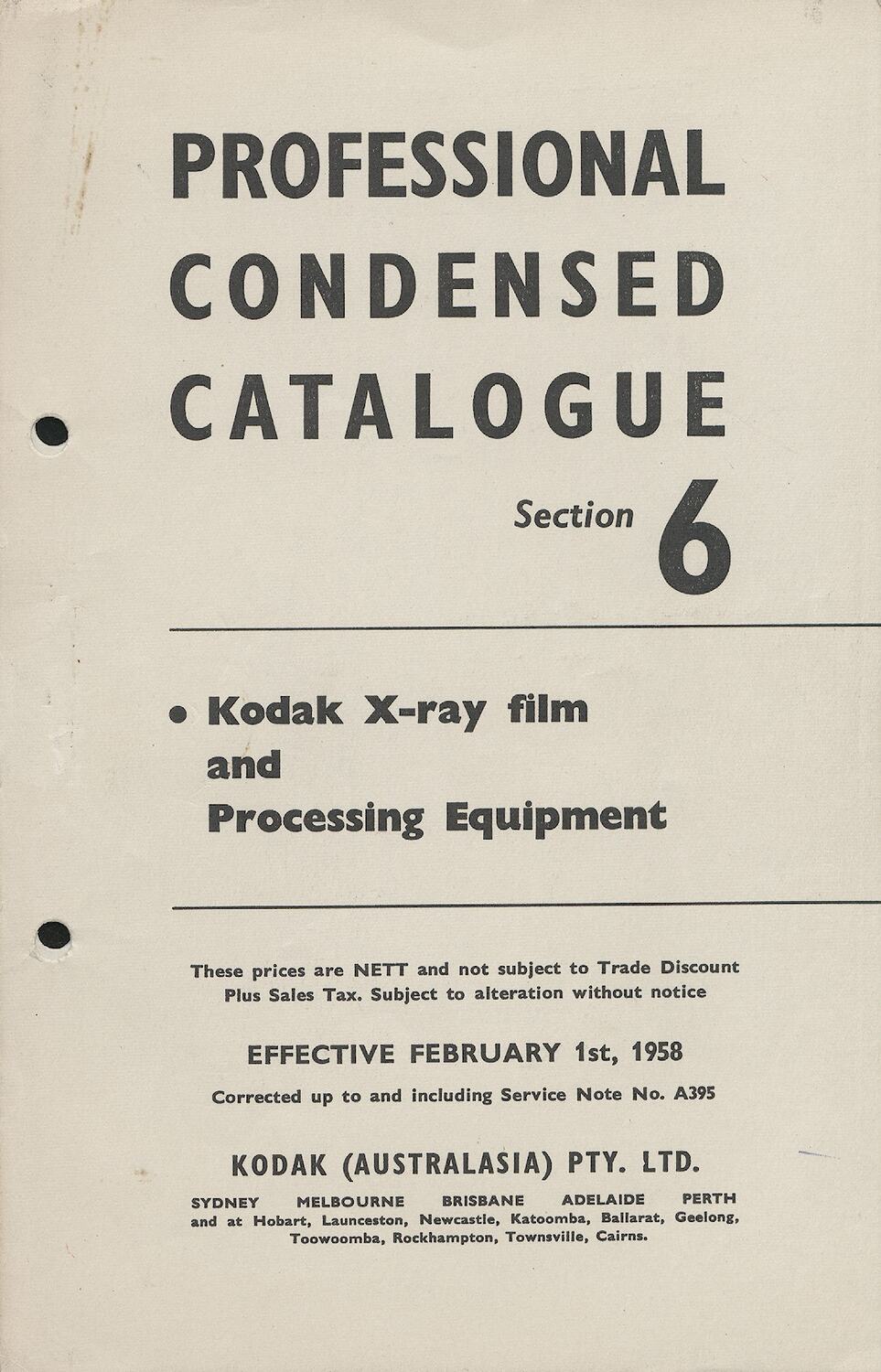 Price List - Kodak (Australasia) Pty Ltd, 'Professional Condensed ...