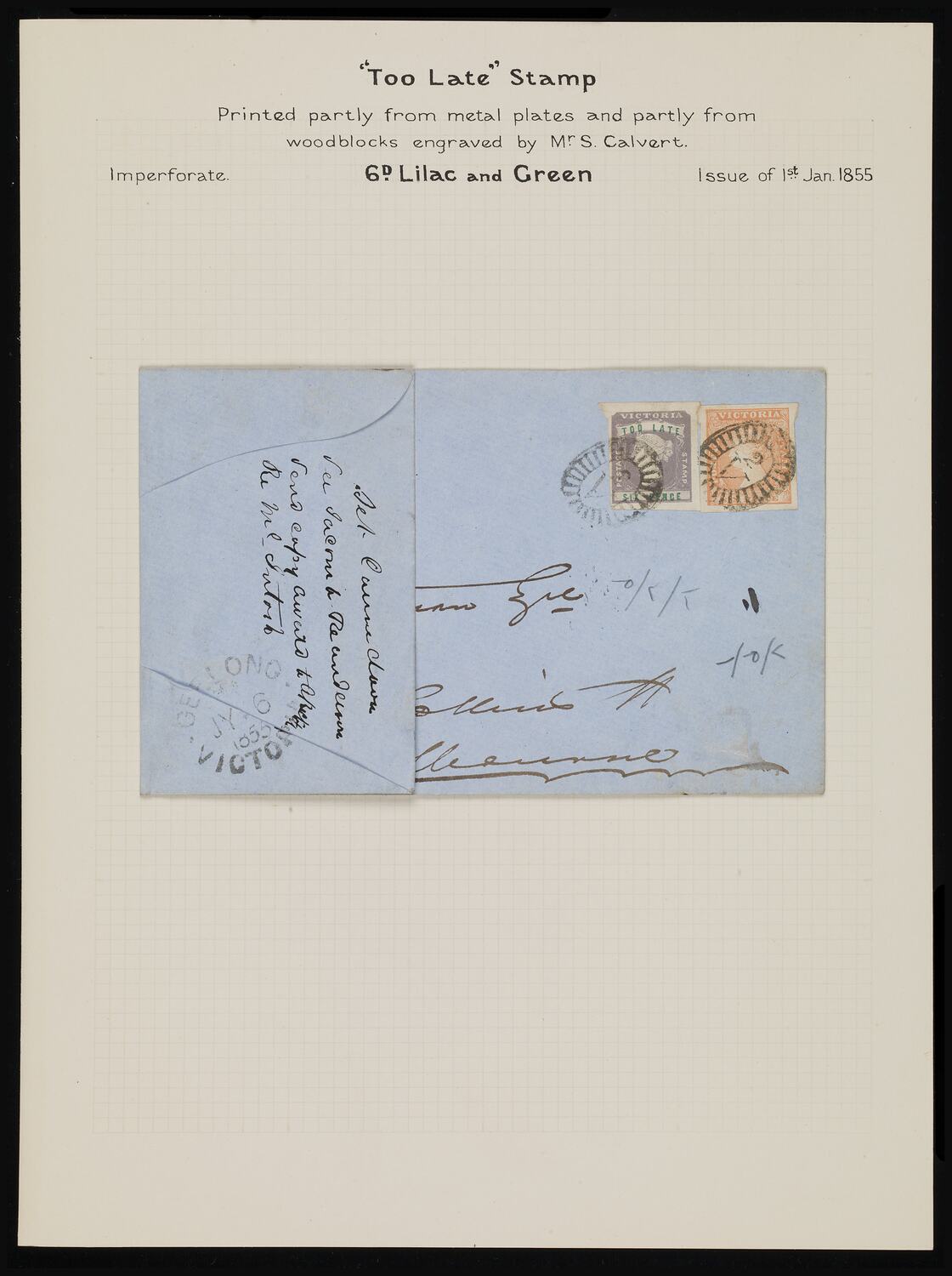 Stamps - Late Fee, 6 Pence, Victoria, Australia, January 1855
