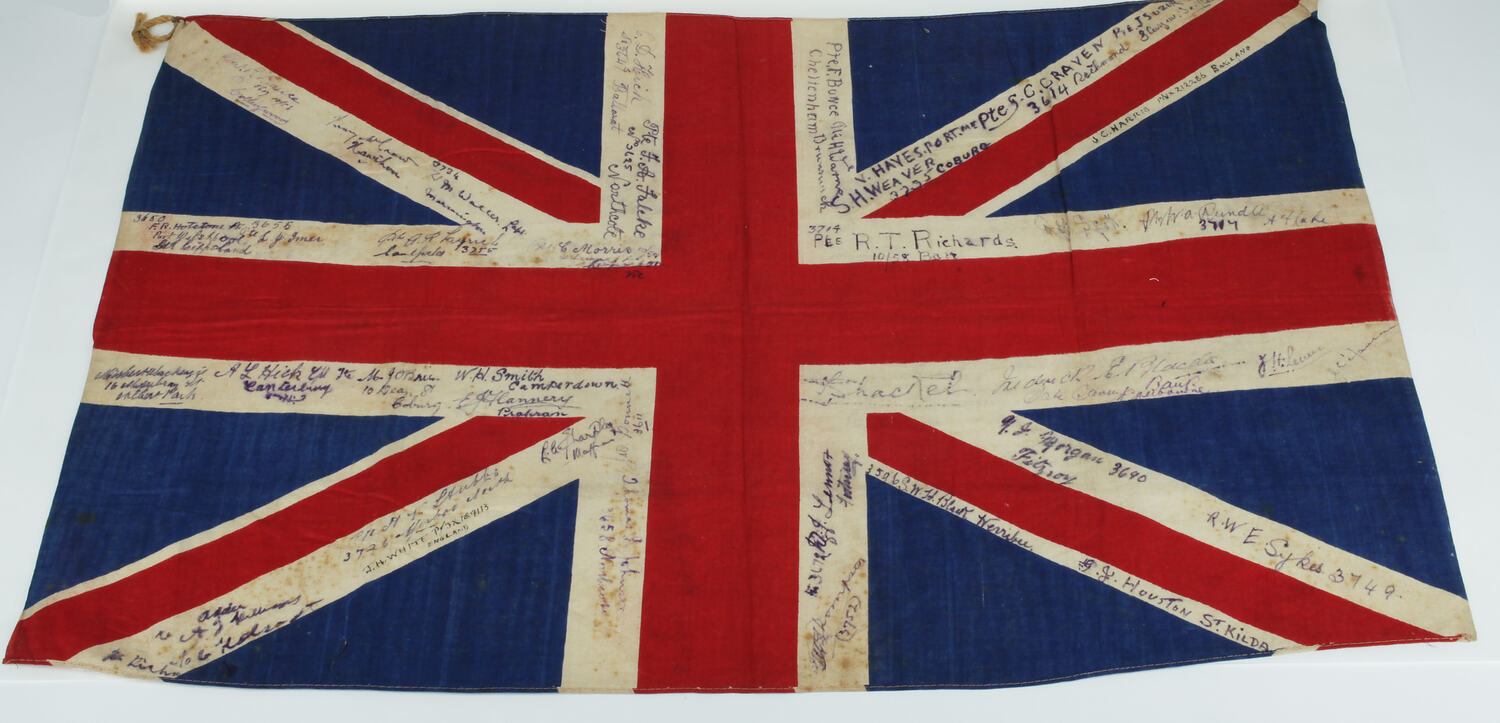 Flag - Union Jack, Signed by Victorian Members of 58th Battalion, First ...