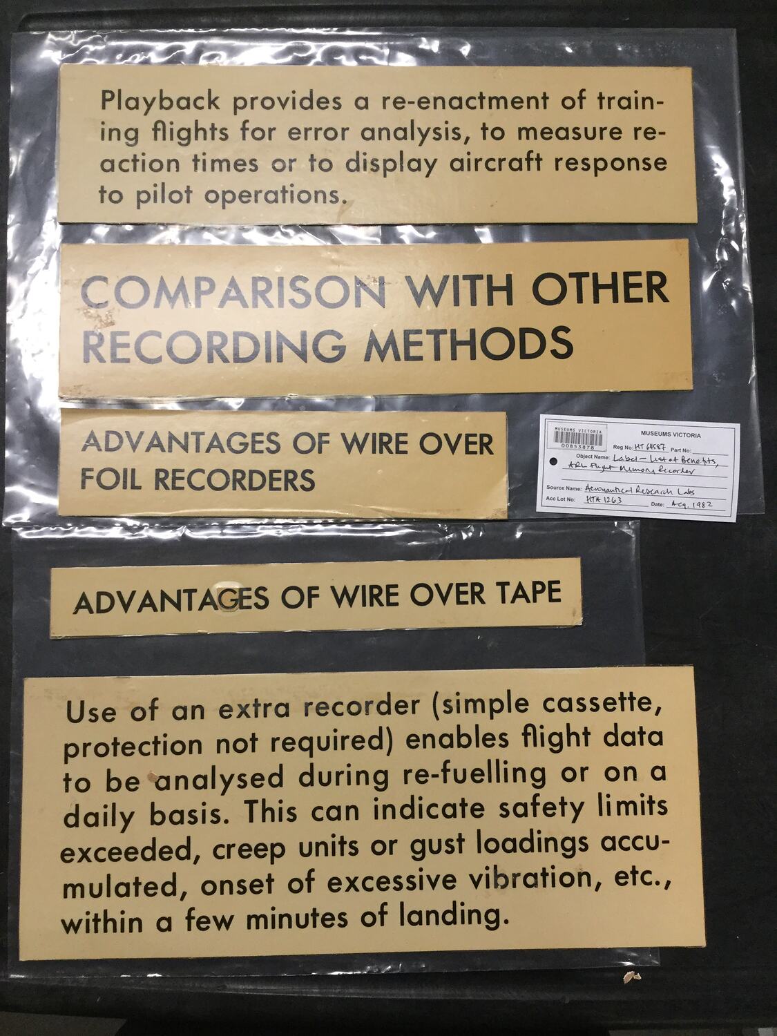 Labels - Benefits of the ARL Flight Memory Recorder, Aeronautical ...